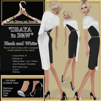 Second Life Marketplace - LSA "DRAYA" in Black and White